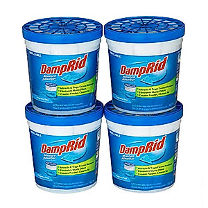 DampRid Refillable Moisture Absorber, 10.5 oz. Cups, 4 Pack, Fragrance Free, Traps Moisture for Fresher, Cleaner Air, No Electricity Required, Lasts Up To 60 Days