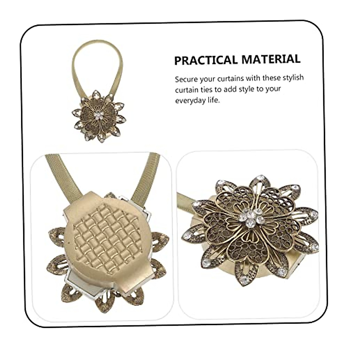 DOITOOL Curtain Tie Window Drapery Holdback Flower Drapery Tiebacks Outdoor Curtain Bedroom Curtain Buckle Curtain Holdbacks Curtain Rope Tie Backs Flower Decor Clip Alloy Magnetic