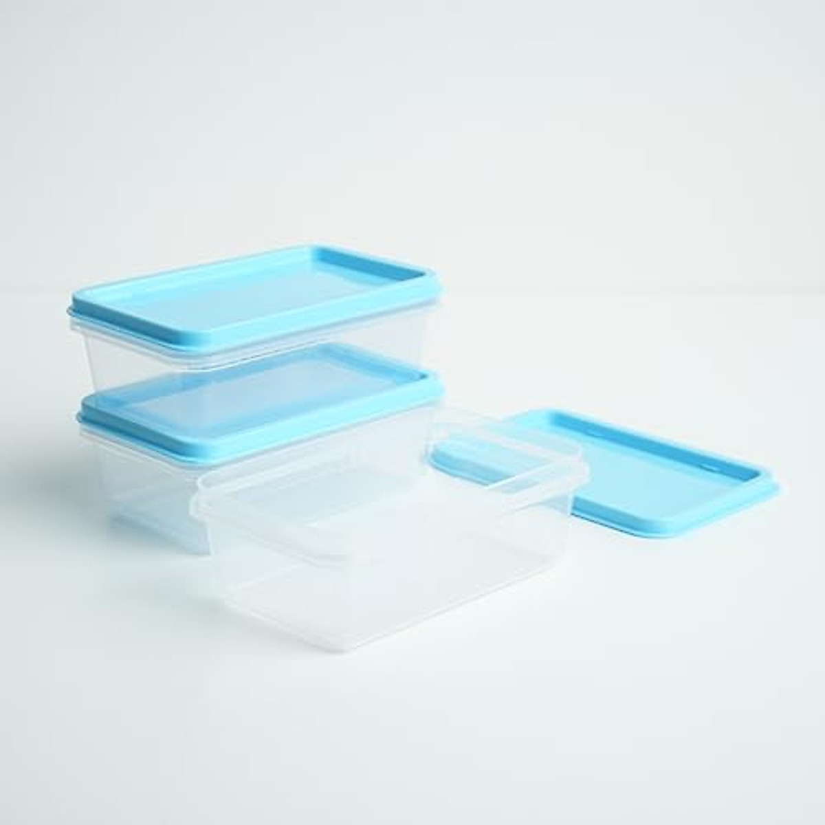 Unica Food Storage Container with Airtight Lid, Stackable Storage Boxes for Cereal, Snacks, BPA-Free, Microwave, Dishwasher & Freezer Safe, Set of 3, Blue, 14 oz, 3.72x3.72x2.04 in