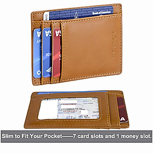 HYRISON Men and Women Slim Minimalist Front Pocket Leather Wallet Cards Holder RFID Blocking