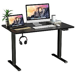 Tangkula Electric Dual Motor Standing Desk, 48 x 30 Inch Height Adjustable Sit Stand Computer Workstation w/ 3 Position Memory Controller, Anti-Collision Design, 1" Thick Tabletop, Home Office Desk