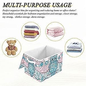 innewgogo Mandala Owl Storage Bins with Lids for Organizing Storage Baskets with Handles Oxford Cloth Storage Cube Box for Dog Toys