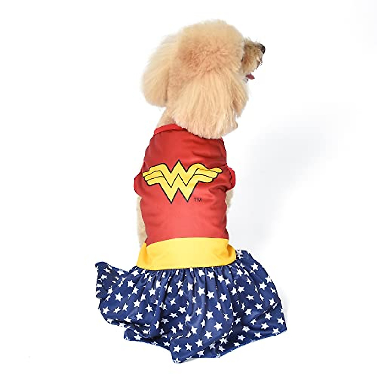 DC Comics Wonder Woman Dog Costume Large | Best DC Comics Wonder Woman Halloween Costume for Large Dogs | Official Wonder Woman Dog Costume for Pets Halloween Red