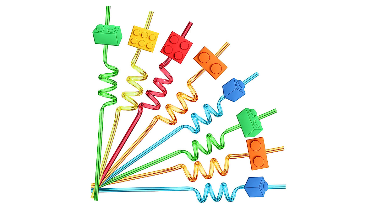25 Building Blocks Straws for Fun Party Favors