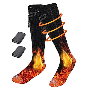 Rechargeable 4000mAh Heated Socks for Men Women Elder, Washable Electric Thermal Warming Socks for Camping Hunting Winter Skiing Fishing Outdoors, Battery Included