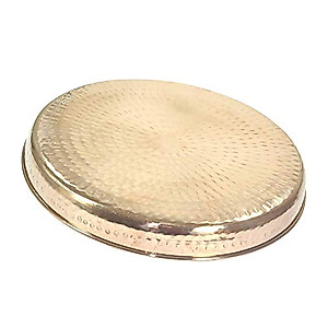 Prisha India Craft 100% Pure Copper Dinner Plate - DIAMETER 12 INCH- Traditional Kitchen Special Thali Plate For Home Decorative Restaurant Ware Hotel - CHRISTMAS GIFTS