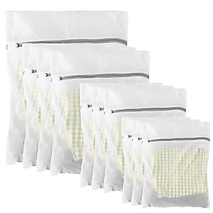 Mesh Laundry Bags for Delicates with Non Rust Zipper(10 Pack)-MDSXO White Delicate Laundry Wash Bags, Easy Fit Bra, Sock,Lingerie,Sneaker,Baby Laundry for Washing Machine Travel Storage[1XL/3L/3M/3S]