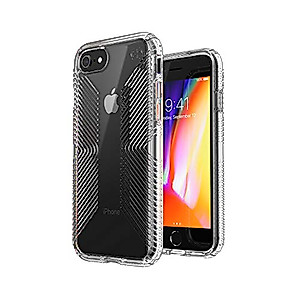 Speck Products Presidio Perfect-Clear with Grip Case, Compatible with iPhone SE (2022)| iPhone SE (2020)| iPhone 8| iPhone 7, Clear/Clear (136216-5085)