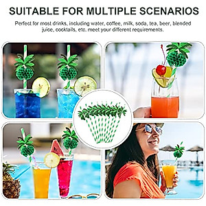 ABOOFAN Pineapple 50pcs Hawaiian Straws Paper Tropical Tree Straws Cocktails Drinking Straws Summer Beach Luau Party Supplies Luau Party Decorations