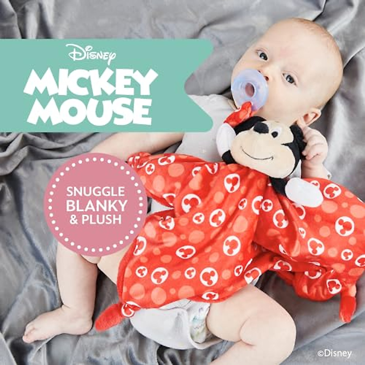 KIDS PREFERRED Disney Baby Mickey Mouse Plush Stuffed Animal Snuggler Lovey Security Blanket 13.18" x 13.18" x 3.5"