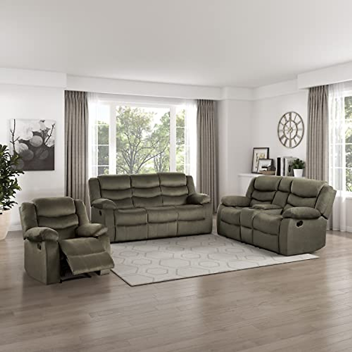 Lexicon Mabel Wall-Hugger Manual Double Reclining Sofa, Brown