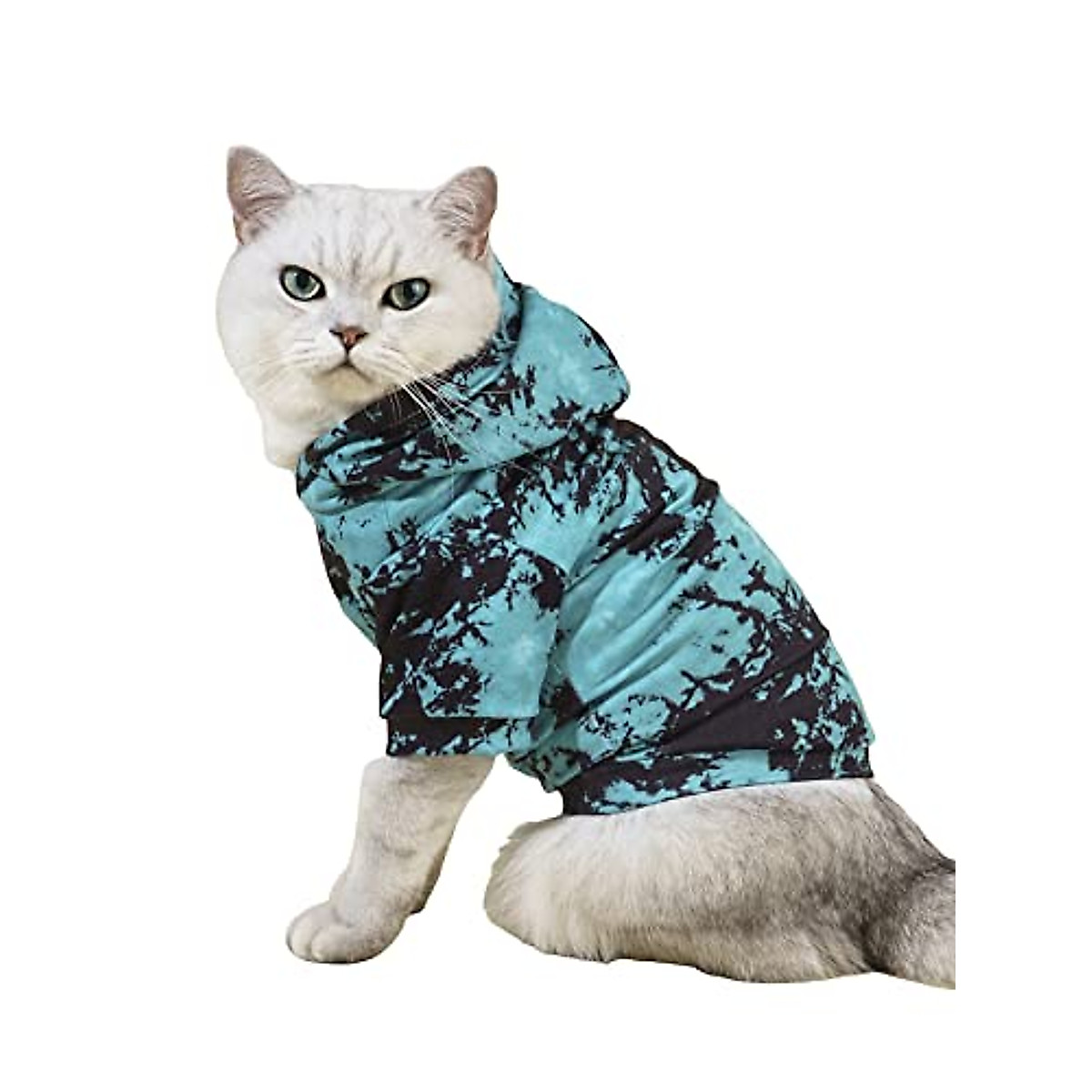 QWINEE Tie Dye Dog Hoodie Dog Sweatshirt Cat Shirt Apparel Dog Clothes for Puppy Kitten Cat Small Dogs Green XX-Small