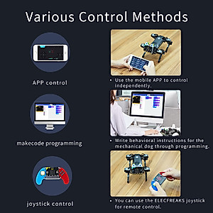 ELECFREAKS microbit Robotic Dog Xgo Kit, 12 Movable Joint DIY Programmable Full Metal Bionic Robot Kit, STEM Educational Project for Open Source Hardware(Without Micro:bit)