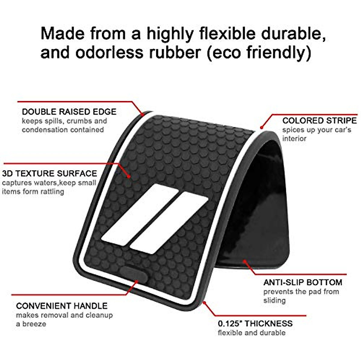 SENSHINE for Dodge Journey Accessories 2022 2021 2020 2019 2018 2011-2021 Non-Slip Anti Dust Cup Holder Insert Center Console Liner Trim Door Packet Mats Custom Interior 5PC (White Trim,Glow in Dark)