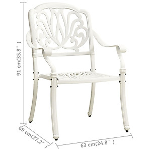 vidaXL Bistro Set 3 Piece, Table and Chair for Balcony, Bistro Table for Yard Park, Outdoor Furniture, Industrial Style, Cast Aluminum White