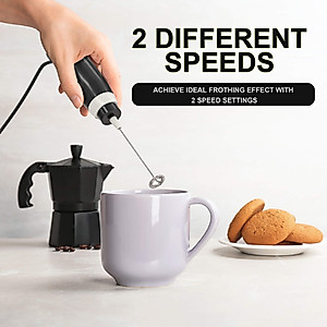 K-Brands Corded Electric Milk Frother with Plug in - Handheld Electric Whisk Stirrer Whipper - Foam Maker for Coffee, Latte, Cappuccino, Hot Chocolate – Powerful Drink Mixer