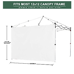 EMSCANOPY SunWall for 12x12 Canopy Frame, 3 Pack Sidewall Only, (White)