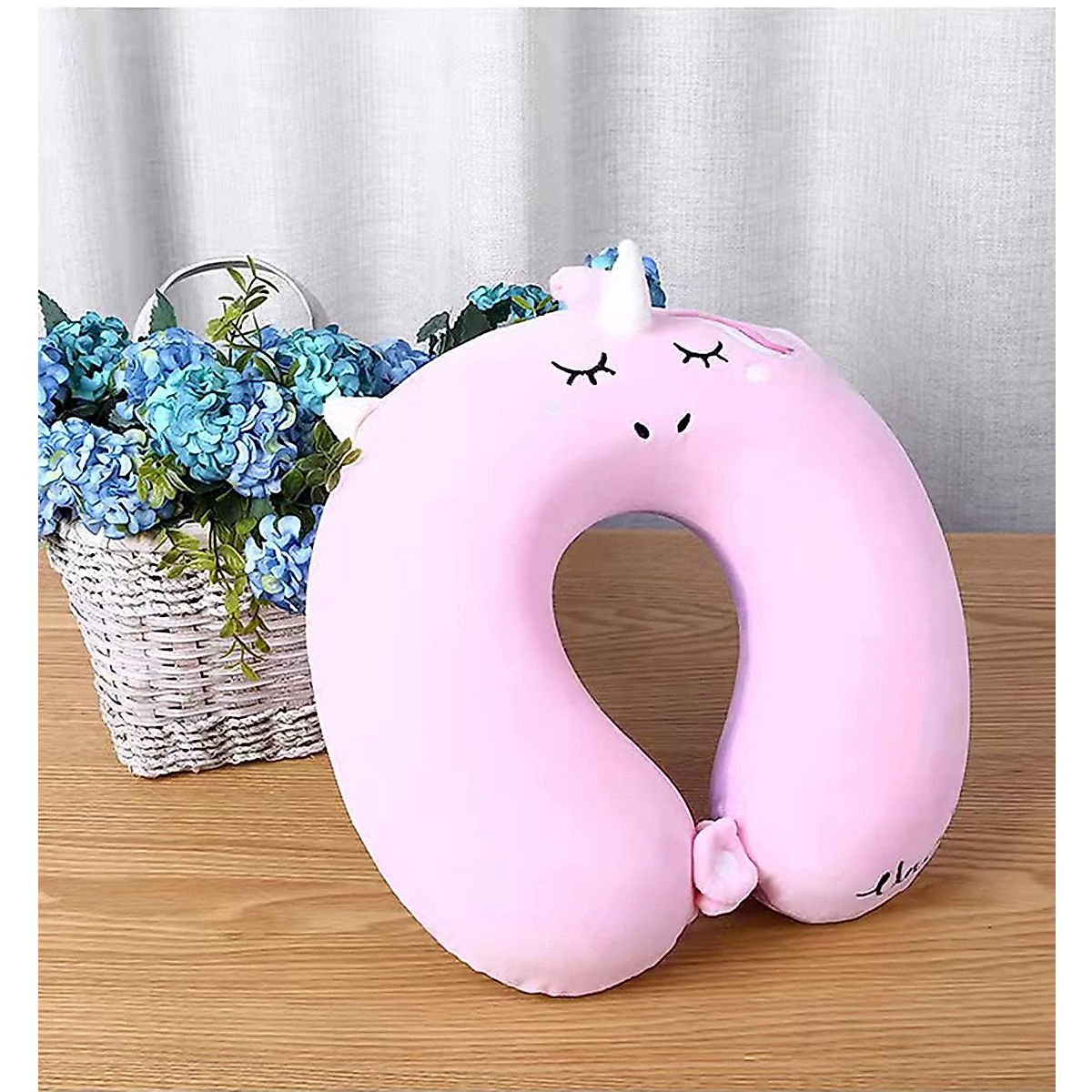 HomiTunky Kids Travel Neck Pillow,360?Unicorn Memory Foam Pillow for Travelling,U-Shaped Airplane Car Flight Head Support Animal with Washable Cover Adults Toddler,Gifts Children,Boys,Girls Pink