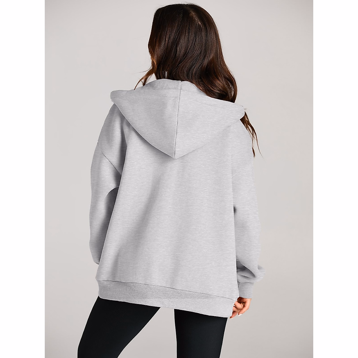 EFAN Oversized Sweatshirt Women 2024 Fall Fleece Jacket Cute Hoodies Pullover Hooded Tops Teen Girl Casual Loose Fit Zip Up Y2k Trendy Fashion Gym Clothes Outfits Grey M