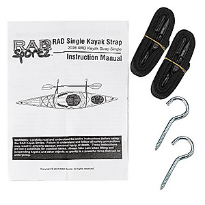 RAD Sportz Kayak Storage Straps Garage Canoe Hangers with 55 lb Capacity, Black