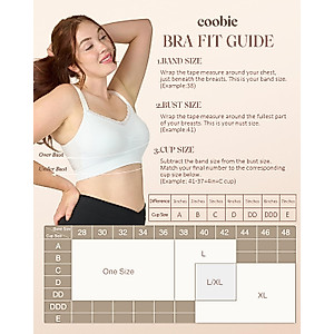 Coobie Women's V-Neck Lace Trim Bra, Pullover Wirefree T-Shirt Bra,White,X-Large