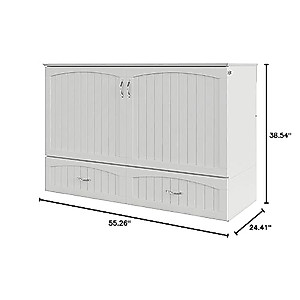 AFI, Southampton Murphy Bed Chest with 6 inch Memory Foam Folding Mattress, Built-in Charging Station and Storage Drawer, Full, White