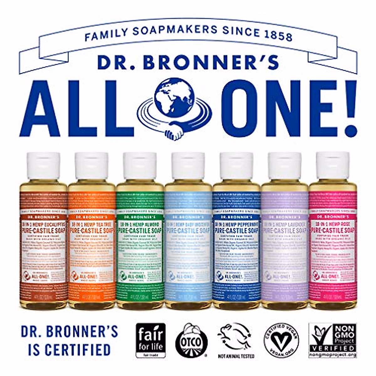 Dr. Bronner’s - Pure-Castile Liquid Soap (Lavender, 4 ounce) - Made with Organic Oils, 18-in-1 Uses: Face, Body, Hair, Laundry, Pets and Dishes, Concentrated, Vegan, Non-GMO