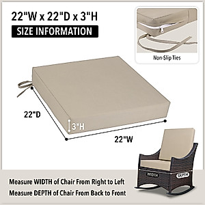 Tromlycs Outdoor Chair Cushions for Patio Furniture Set of 2 Seat Waterproof Outside 22 x 22 Inch Square with Ties Beige