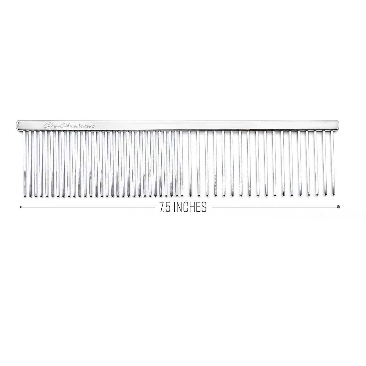 Chris Christensen 005 7.5 inch Fine/Coarse Long Tooth Greyhound-Style Butter Comb, Groom Like a Professional, Rounded Corners Prevent Friction and Breakage, Solid Brass Spin with Steel Teeth, Chrome