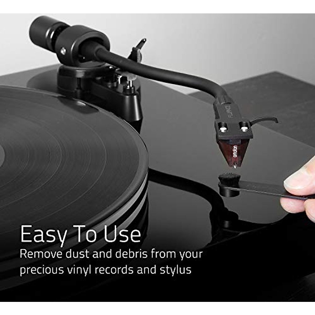 Fluance Vinyl Record & Stylus Cleaning Kit with 2-in-1 Anti-Static Carbon Fiber & Soft Velvet LP Brush and Stylus Brush (VB52)