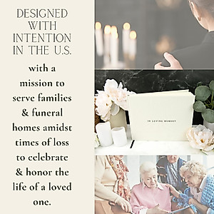 Funeral Guest Book for Memorial Service Sign In – Guest Book for Funeral w/ Black Keepsake Box - Modern Ivory Linen Hardcover Memory Book for Celebration of Life Guest Book with 540 Entries