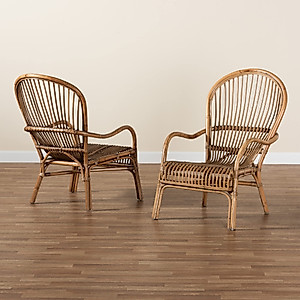 Baxton Studio Varali Chair, Set of 2, Natural Brown