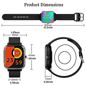 BOFIDAR Smart Watch for Men Women(Answer/Make Calls), 1.85'' Touch Screen Bluetooth Fitness Watch Tracker, Smartwatch Compatible for Android & iOS Phones, IP68 Waterproof, 100+Sports (Black)