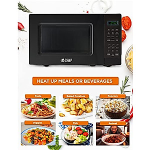 COMMERCIAL CHEF Small Microwave 0.7 Cu. Ft. Countertop Microwave with Digital Display, Black Microwave & Elite Gourmet ETO236 Personal 2 Slice Countertop Toaster Oven with 15 Minute Timer