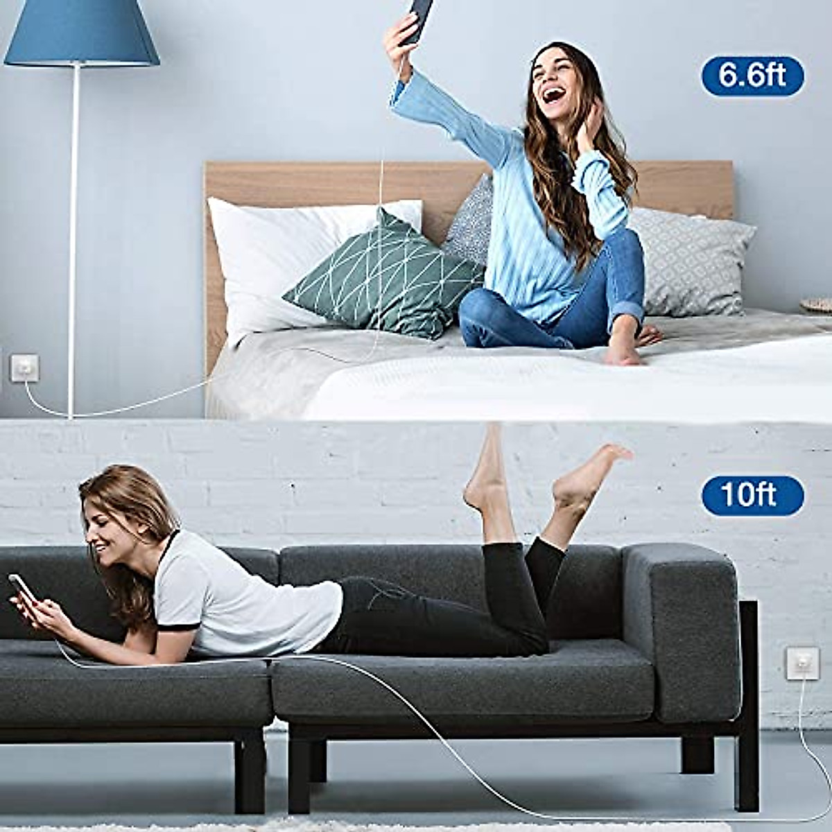 【MFi Certified】 iPhone Fast Charger 2Pack 20W PD USB C Wall Charger with 6.6FT&10FT USB C to L ightning Cable Fast Charging Adapter for iPhone 14/14Plus/14 Pro/14 Pro Max/13/13 Pro/13 Pro Max/12