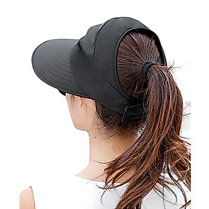 HINDAWI Sun Hat Sun Hats for Women Wide Brim UV Protection Summer Beach Packable Visor Black