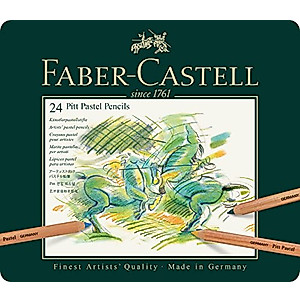 Faber-Castel FC112124 Pitt Pastel Pencils in A Metal Tin (24 Pack), Assorted