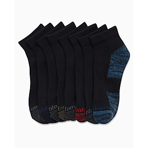 New Balance Boys' Socks - Performance Cushioned Quarter Socks (8 Pack), Size Large, Black