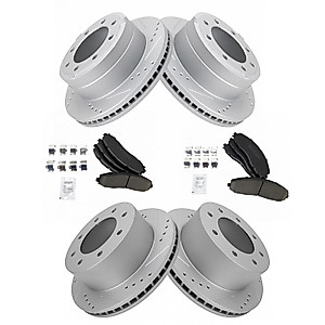 TRQ Front and Rear Performance Brake Pad & Rotor Kit Brake Pads Brake Rotors Set Ceramic Compatible with 2013-2021 Ford F-250 Super Duty F-350 Super Duty