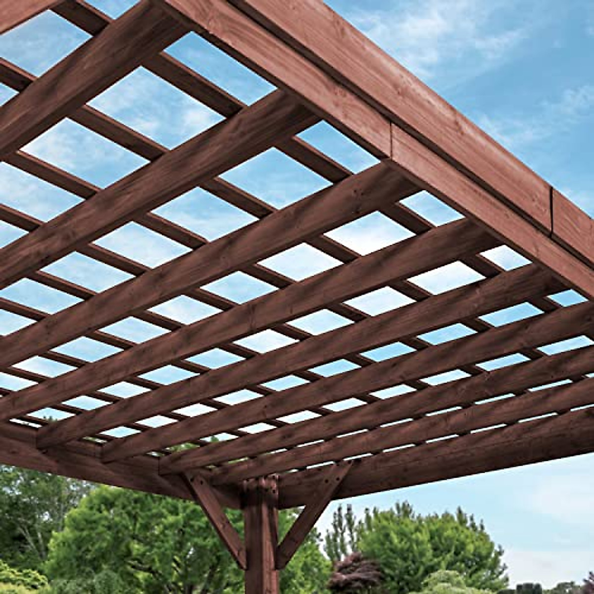 Backyard Discovery 14x10 Brockton All Cedar Pergola, Durable, Quality Supported Structure, Wind Resistant up to 100MPH, Rot Resistant, Electrical Outlet with USB, Deck, Garden, Patio