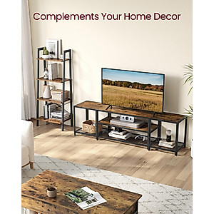 VASAGLE Modern TV Stand for TVs up to 75 Inches, 3-Tier Entertainment Center, Industrial TV Console Table with Open Storage Shelves, for Living Room, Bedroom, Rustic Brown and Black ULTV098B01