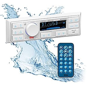 BOSS Audio Systems MR500UAB Marine Radio Receiver – Bluetooth Audio Streaming and Hands-Free Calling, USB Port, Weatherproof, Digital Media MP3 Player, No CD Player, AM/FM Radio Receiver