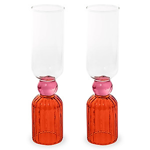 ban.do Bar Glass Set of 2, 6.6oz Cute Cocktail Glasses for Adults, Unique Cocktail Wine & Champagne Glasses, Aesthetic Glassware for Bar Cart, Tipsy Turvy