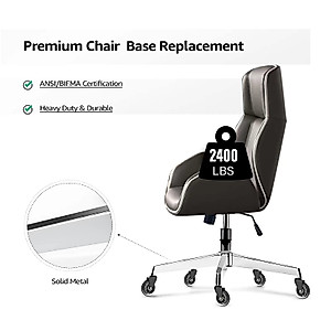 Sytopia Office Chair Base, 28'' Desk Chair Base Replacement with Reinforced Metal Legs (2300Lbs), Chair Bottom Part for Most Chairs, Universal Gas Cylinder and Caster Sockets, Sliver