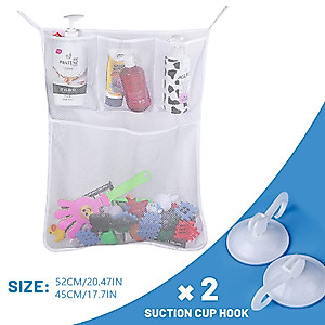 4 Mesh Bath Toy Holder, Storage Bag with 2 Ultra Strong Sucker, Make Baby Bath Toy Easy Storage-Kids&Babby