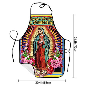 Our Lady of Guadalupe Virgin Mary Aprons for Women Men Two Pocket Chef Suitable Kitchen Creative Cooking Baking Party