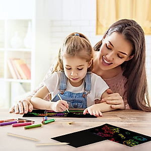 Art Set for Kids Rainbow Magic Scratch Off Paper Black Scratch Sheets Notes Cards Boards Doodle Pads Childrens Crafts Projects Kit for Girls Boys Adults Birthday Christmas Gift