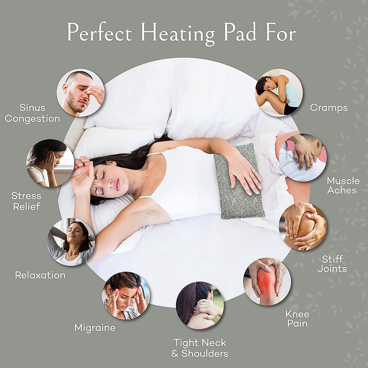 SacksyThyme Microwave Heating Pad for Cramps, Back, Neck, Shoulders, Leg Pain - Reusable Heat Pack, Hot Moist Microwavable Therapy Pack - Unscented Flaxseed Hot Compress Made in USA (Size: 12" x 7")