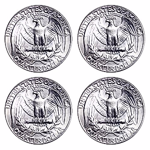 1932-1964 $1 Face 90% Silver Washington Quarters Brilliant Uncirculated