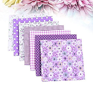 Artibetter Towel Sheets 7pcs Patchwork Fabric Quilting Fabric Squares Cotton Precut Quilt Sewing Floral Fabrics for DIY Craft (Purple) Quilted Fabric